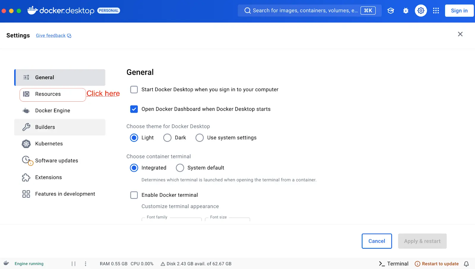 Configure Container Resources In Docker Desktop Spheron